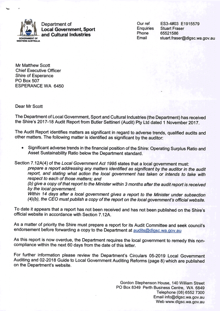 Agenda of Audit Committee - 30 00 2019